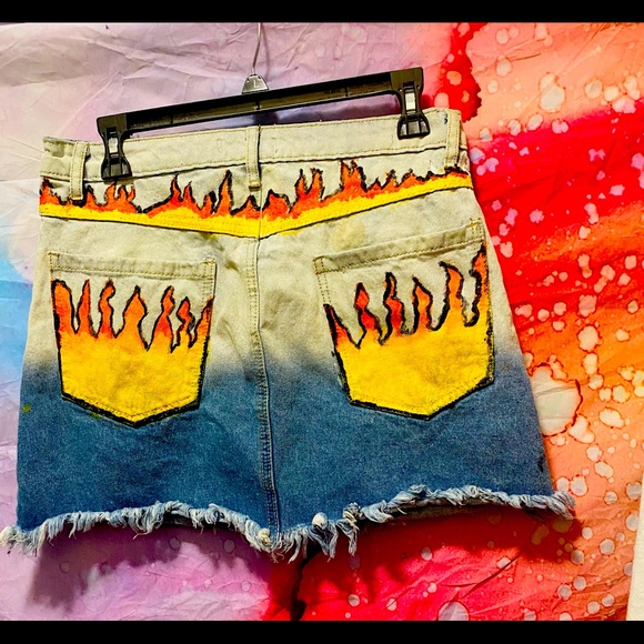 Forever 21 | Skirts | Hand Painted Fire Flames Skirt | Poshmark